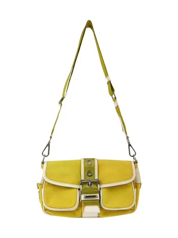 Prada 2010s Triangle-logo Shoulder Bag - Yellow