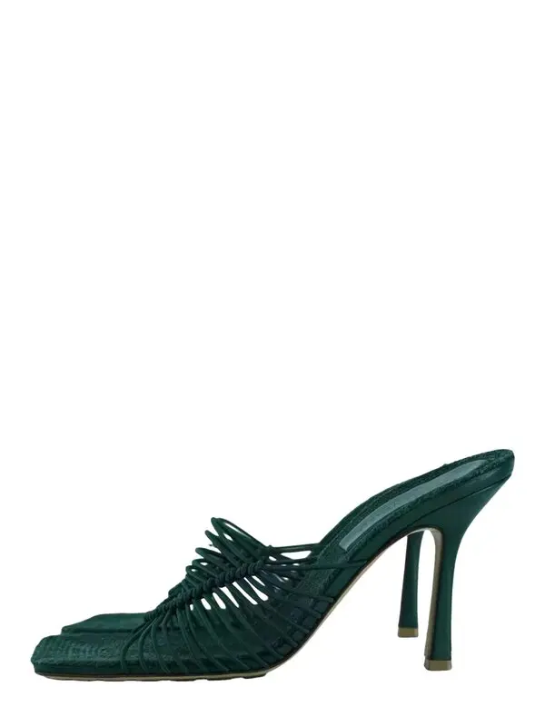 Bottega Veneta 100mm Raffia Heeled Sandals - Green