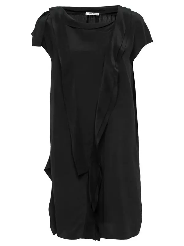 Miu Miu 2023 Draped Layered Mini Dress - Black