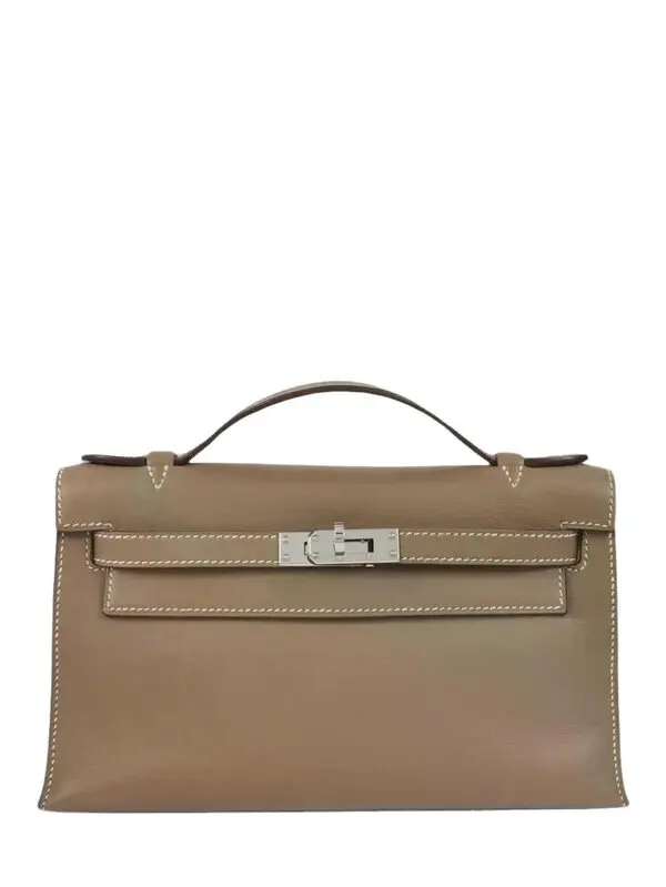 Hermès Kelly Pochette Swift Palladium-hardware Clutch - Brown