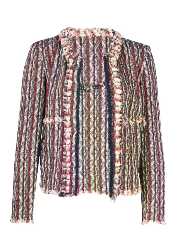 IRO PARIS Tweed Fringed Jacket - White