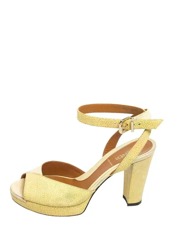 Fendi 90mm Leather Platform Sandals - Yellow