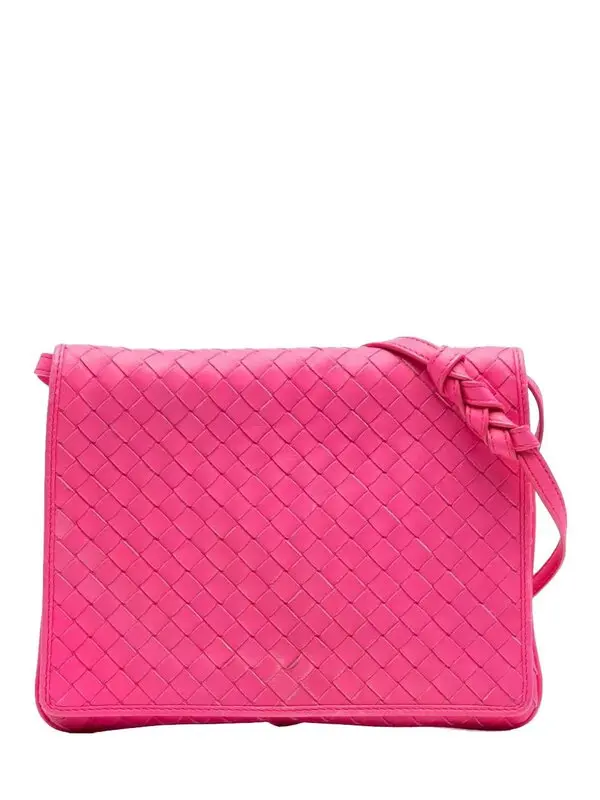 Bottega Veneta Nappa Intrecciato Flap Crossbody Bag - Pink