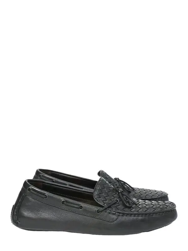 Bottega Veneta Intrecciato Woven Boat Shoes - Black