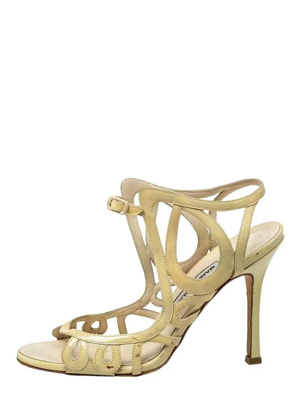 Manolo Blahnik 100mm Strappy Stiletto Sandals - Yellow