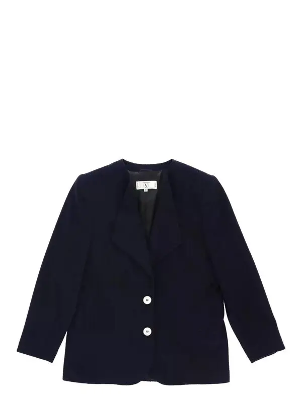 Valentino Garavani 1980s Single-breasted Wool Jacket - Blue
