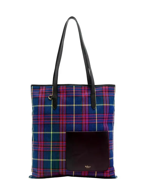 Mulberry Plaid Canvas Tote Bag - Blue