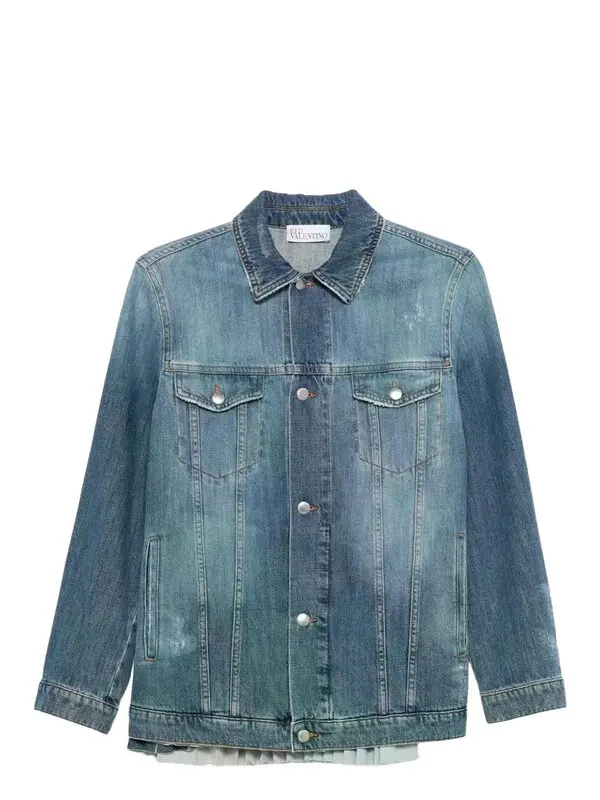 Valentino Garavani Pleated Denim Jacket - Blue