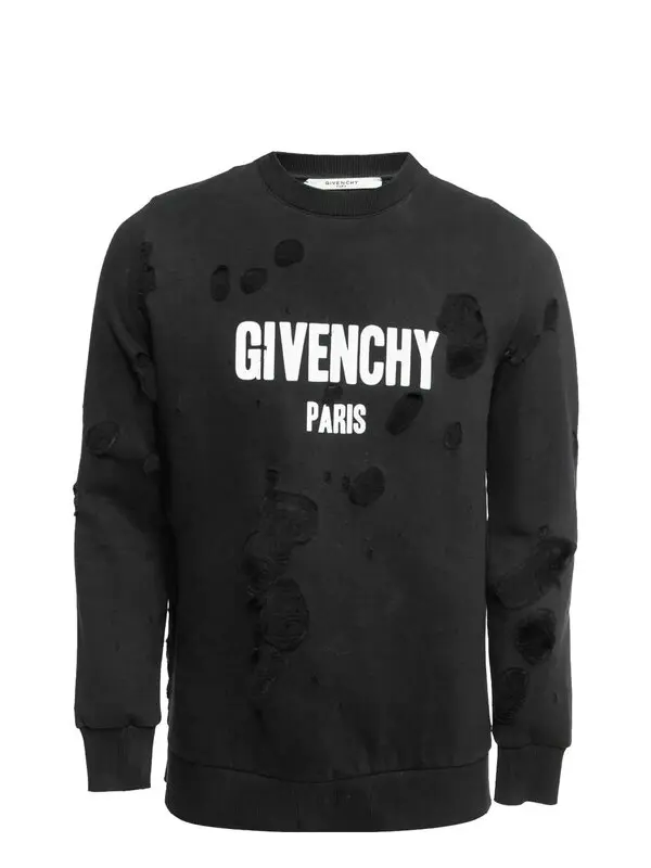 Givenchy 2023 Distressed Cotton Sweatshirt - Black