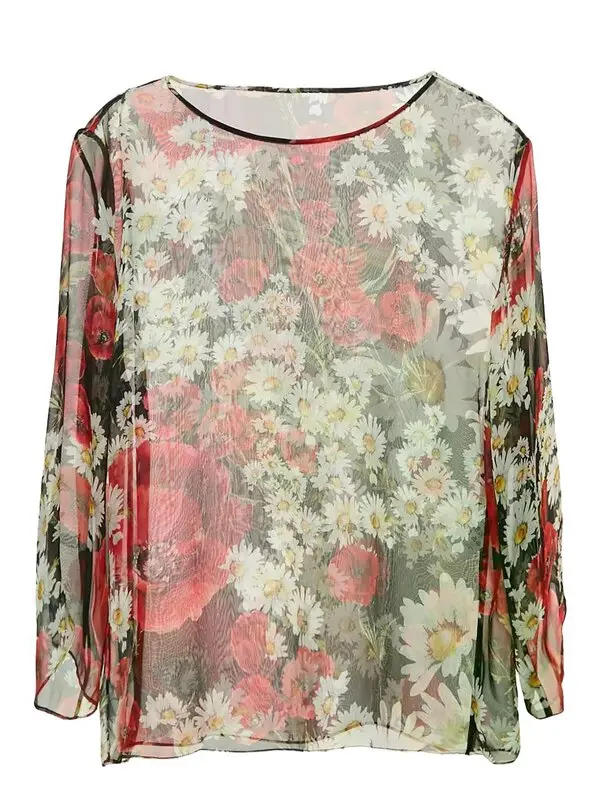 Dolce & Gabbana Floral-print Silk Top - Black