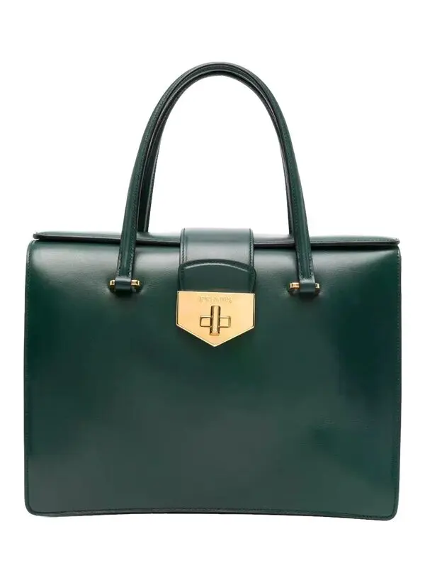 Prada 2014 Leather Tote Bag - Green
