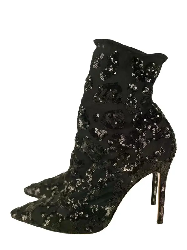 GIANVITO ROSSI 105mm Sequin-embellished Stiletto Boots - Black