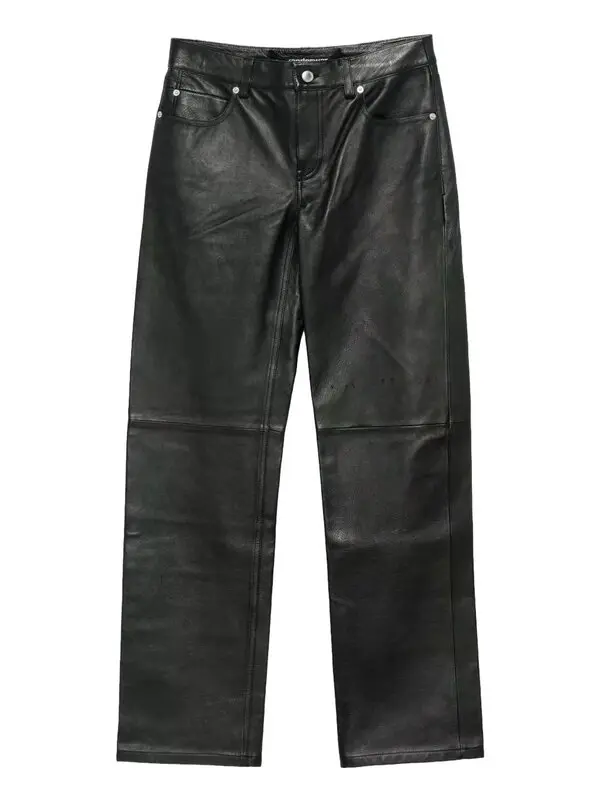 ALEXANDER WANG Logo-embellished Leather Trousers - Black