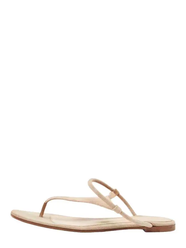 GIANVITO ROSSI Suede Thong Sandals - Neutrals