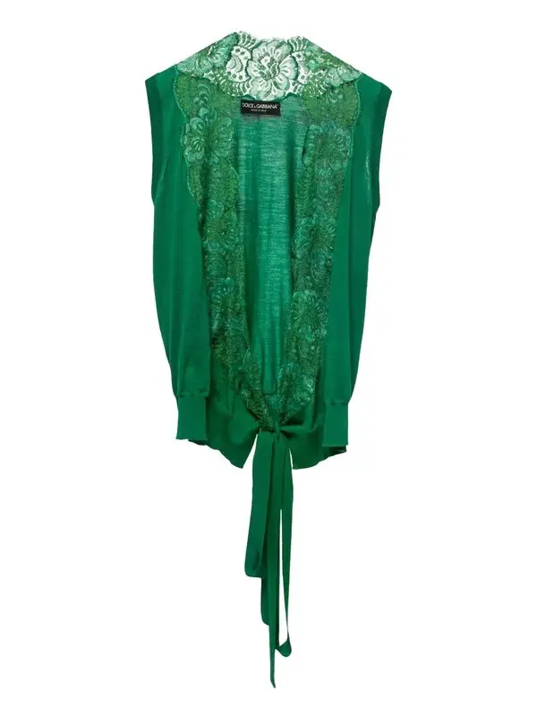 Dolce & Gabbana Lace Detail Wool Blouse - Green