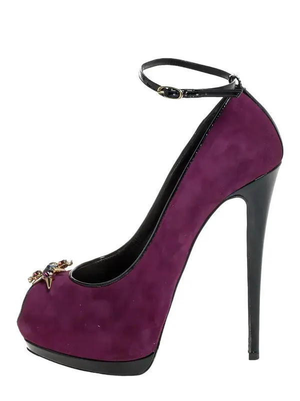 GIUSEPPE ZANOTTI 155mm Crystal Embellished Peep-toe Pumps - Purple
