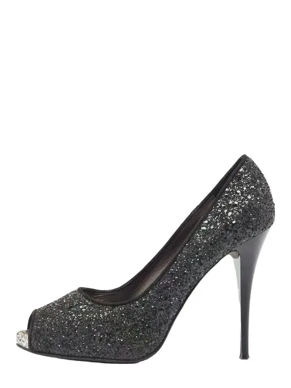 GIUSEPPE ZANOTTI 100mm Glitter Peep-toe Pumps - Black