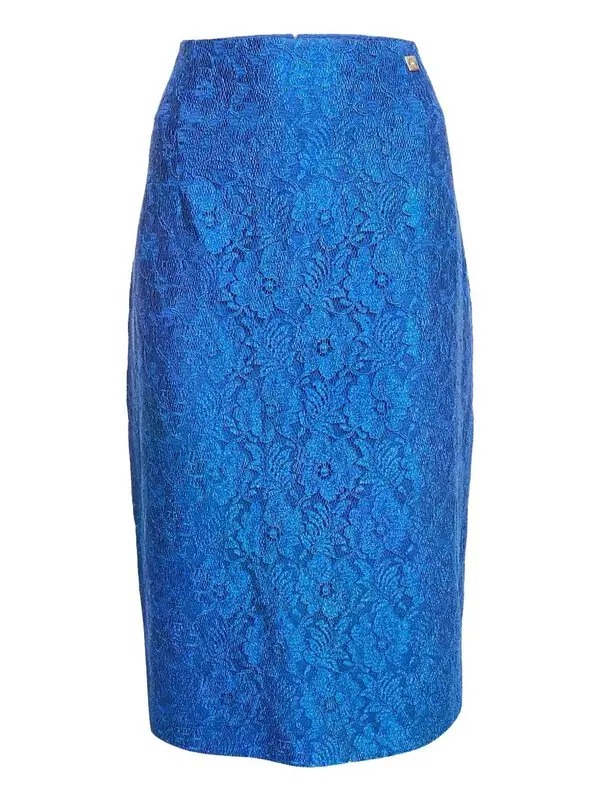 Roberto Cavalli Floral Lace Midi Skirt - Blue