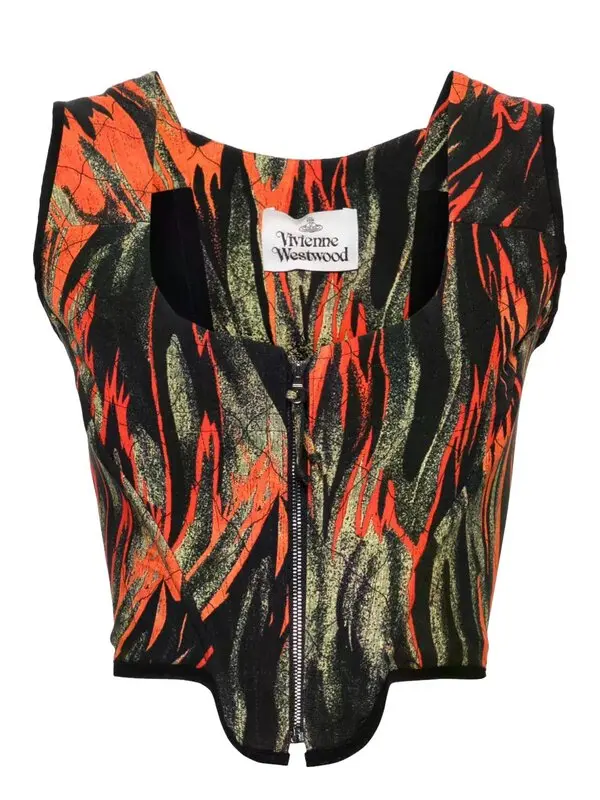 VIVIENNE WESTWOOD Flame-print Corset Top - Black