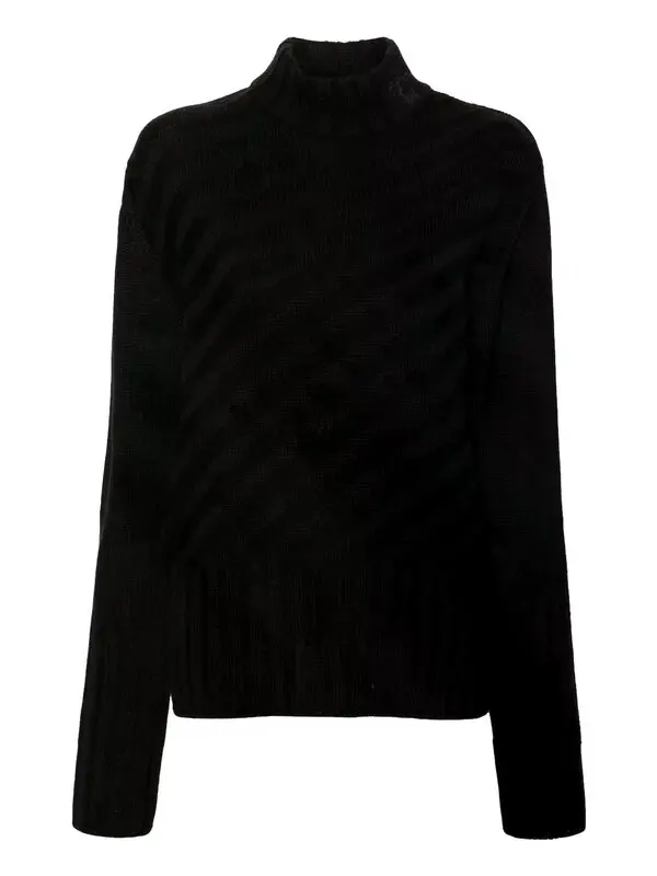 Versace 2000s Striped Mock-neck Jumper - Black