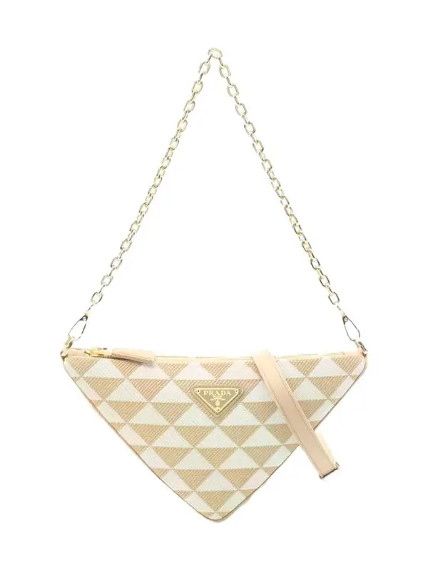 Prada 2010s Triangolo Symbole Pattern Shoulder Bag - Neutrals