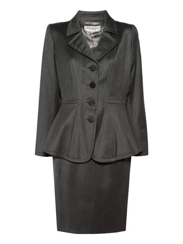 Saint Laurent 1980s Wool Skirt Suit - Grey