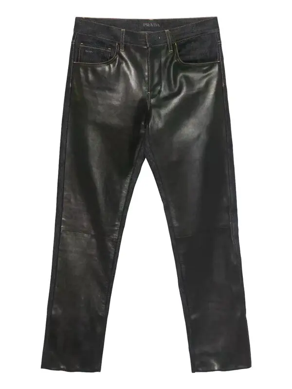 Prada 2010s Leather-paneled Jeans - Blue