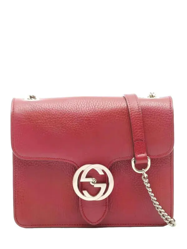 Gucci 2010s Interlocking G Chain-strap Crossbody Bag - Red