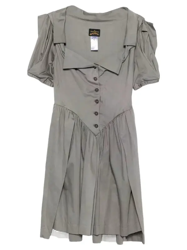VIVIENNE WESTWOOD 2010s Buttoned Puff-sleeve Dress - Grey