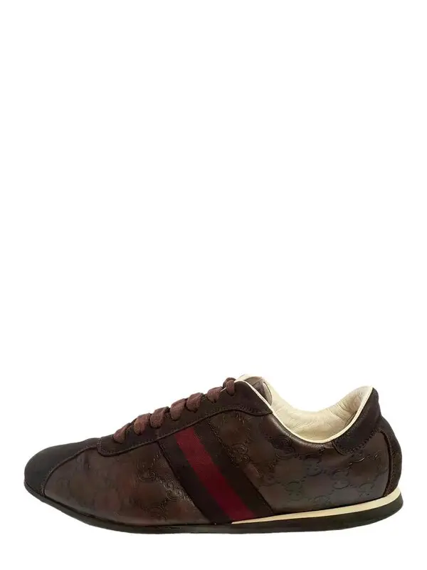 Gucci Guccissima Leather Web-stripe Sneakers - Brown