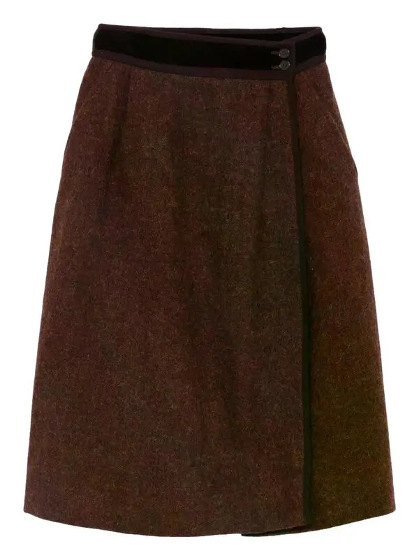 Saint Laurent 1970s Wool A-line Skirt - Brown