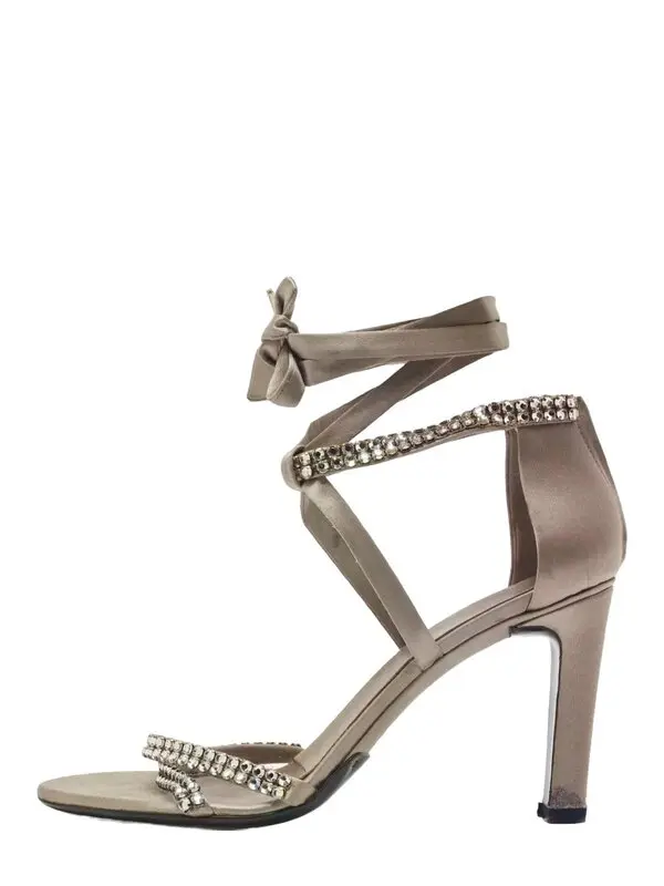 Gucci 95mm Crystal-embellished Sandals - Grey