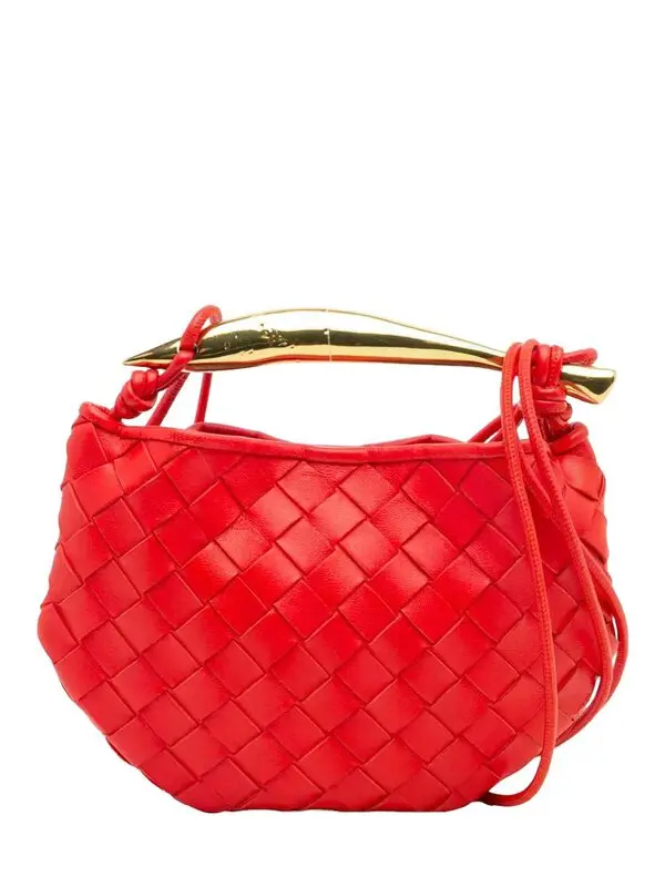 Bottega Veneta Baby Lambskin Intrecciato Sardine Satchel - Red