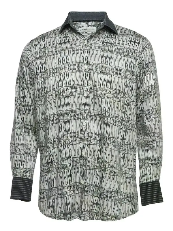 Etro Geometric-pattern Cotton Shirt - Grey