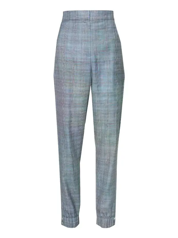 Tibi Plaid Banded-cuff Trousers - Grey