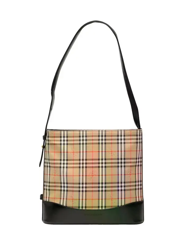 Burberry Haymarket Check Canvas Shoulder Bag - Brown