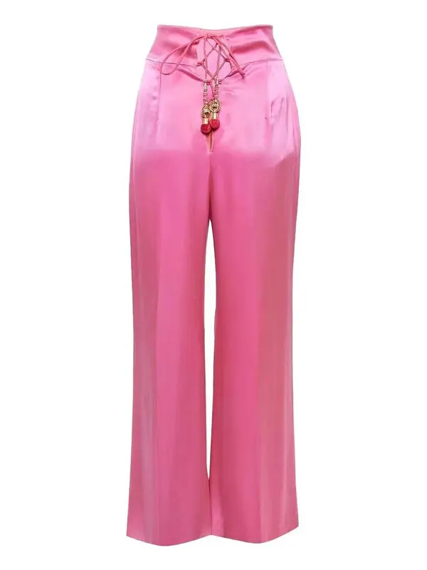 David Koma Lace-up Satin Trousers - Pink