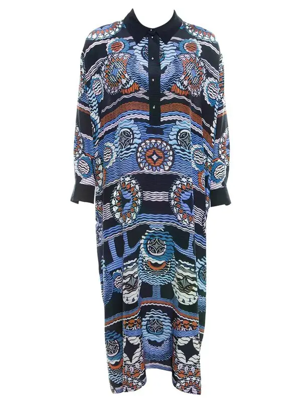 PETER PILOTTO Abstract-print Silk Dress - Blue