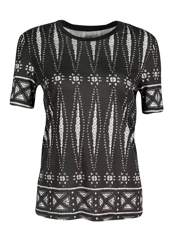 Tory Burch Geometric-print Cotton T-shirt - Black