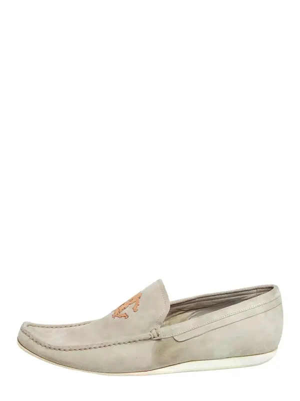 Roberto Cavalli Logo-embroidered Suede Loafers - Neutrals