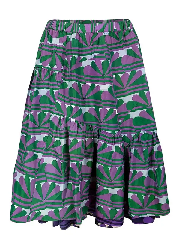 Marc Jacobs Vintage Ruffled Printed Midi Skirt - Green