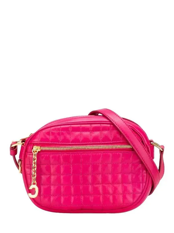 Celine Quilted Calfskin C Charm Crossbody Bag - Pink