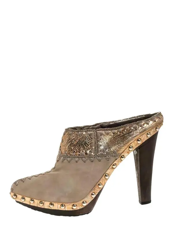 SERGIO ROSSI Embellished Heeled Mules - Neutrals
