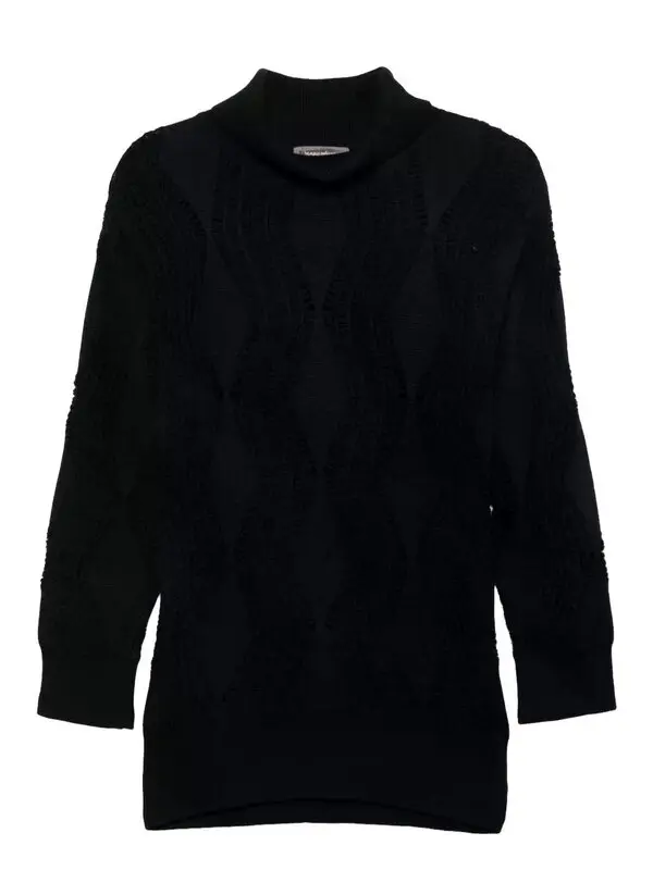 Issey Miyake 1980s Turtleneck Textured Sweater - Black