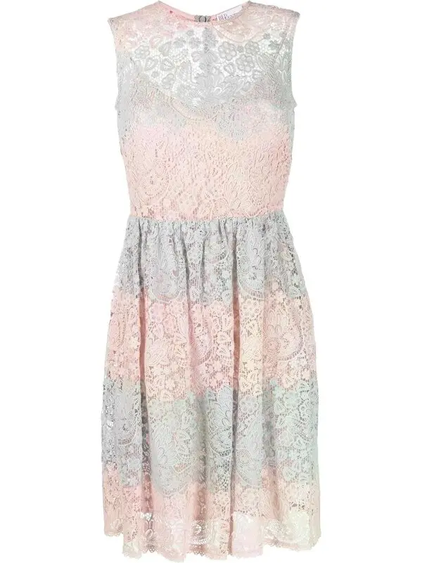 Valentino Garavani 2000s Colour-block Lace Dress - Pink
