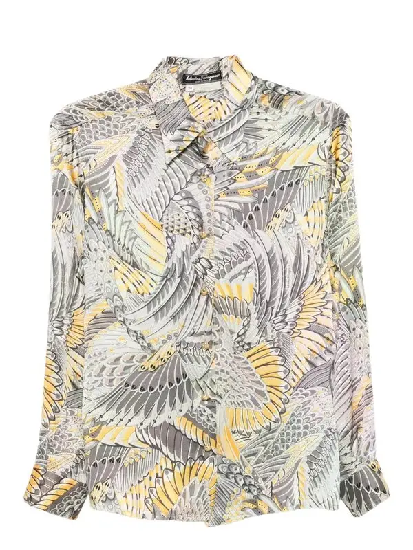 FERRAGAMO 1980s Silk Wing Shirt - Grey