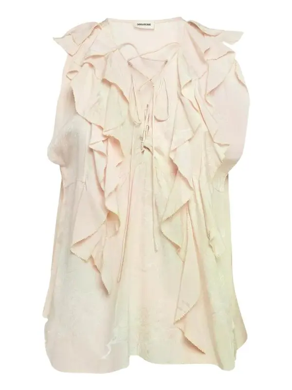 Zadig&Voltaire Ruffle-detail Floral Silk Blouse - Pink