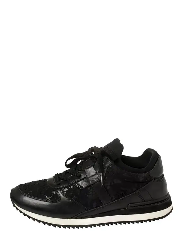 Dolce & Gabbana Lace-panel Leather Sneakers - Black