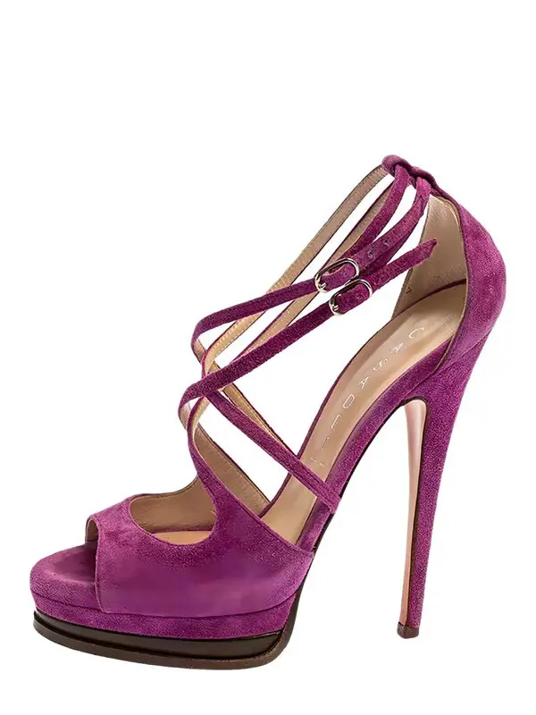 Casadei 140mm Strappy Suede Sandals - Purple