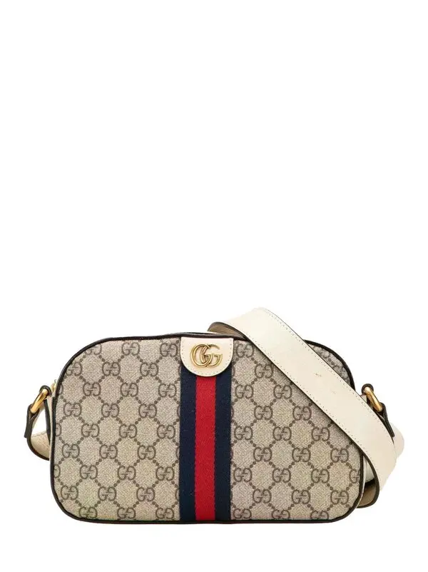 Gucci Small Gg Supreme Ophidia Camera Crossbody Bag - Brown